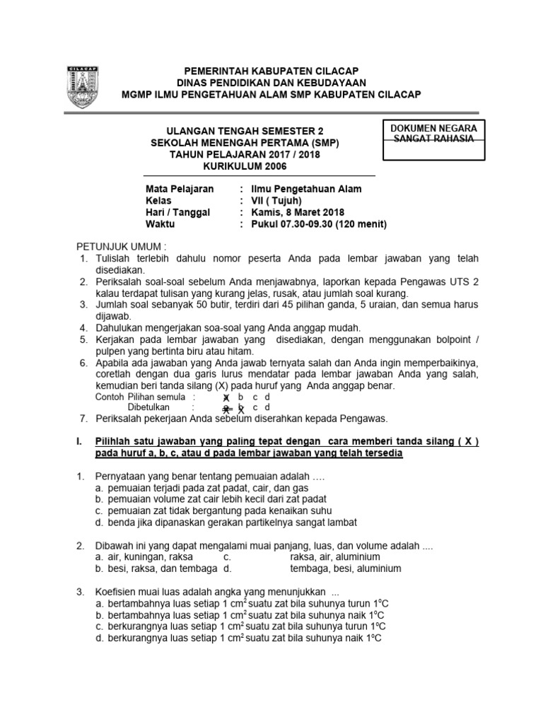 Uts 2 Ipa Kelas 7 | PDF