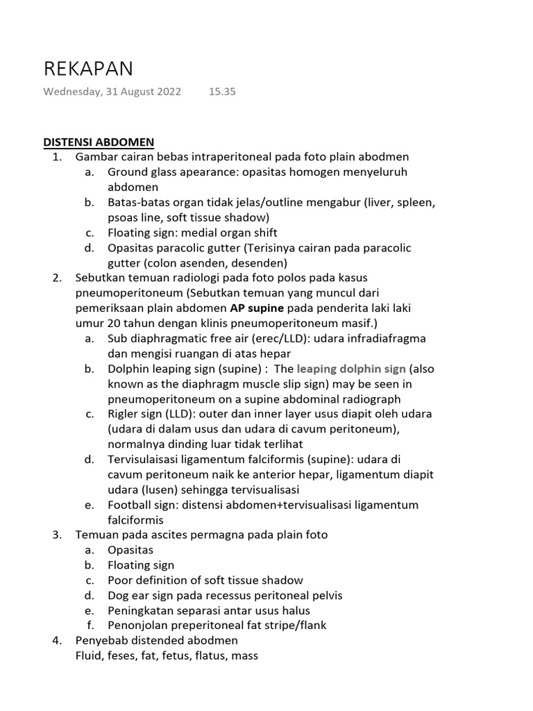 Temuan Radiologi Distensi Abdomen | PDF | Ilmu Sosial | Kesehatan Holistik