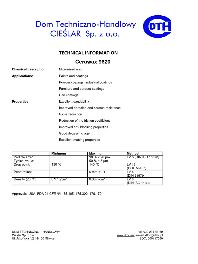 Cerawax 9620 TDS eng. | PDF