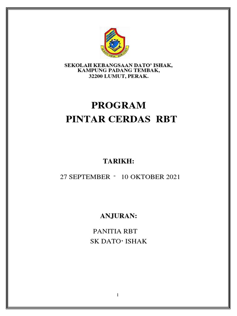 Kertas Kerja Program Panitia Rbt 2021 Pdf