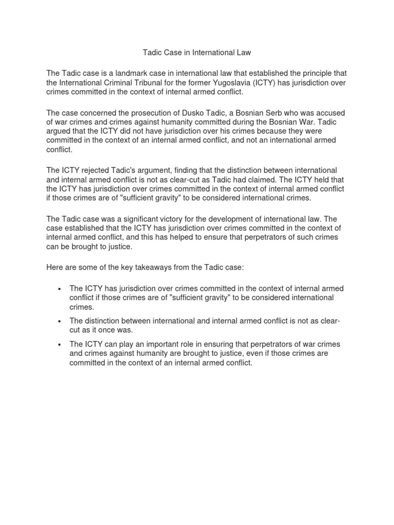 Tadic Case in International Law | PDF | Politics | Social Science