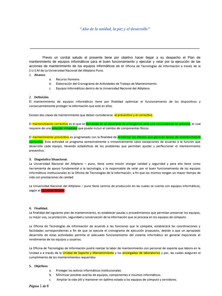 INFORME #066-2023-SUSM-OTI-UNA Actividades de Mantenimiento de La SUSM ...