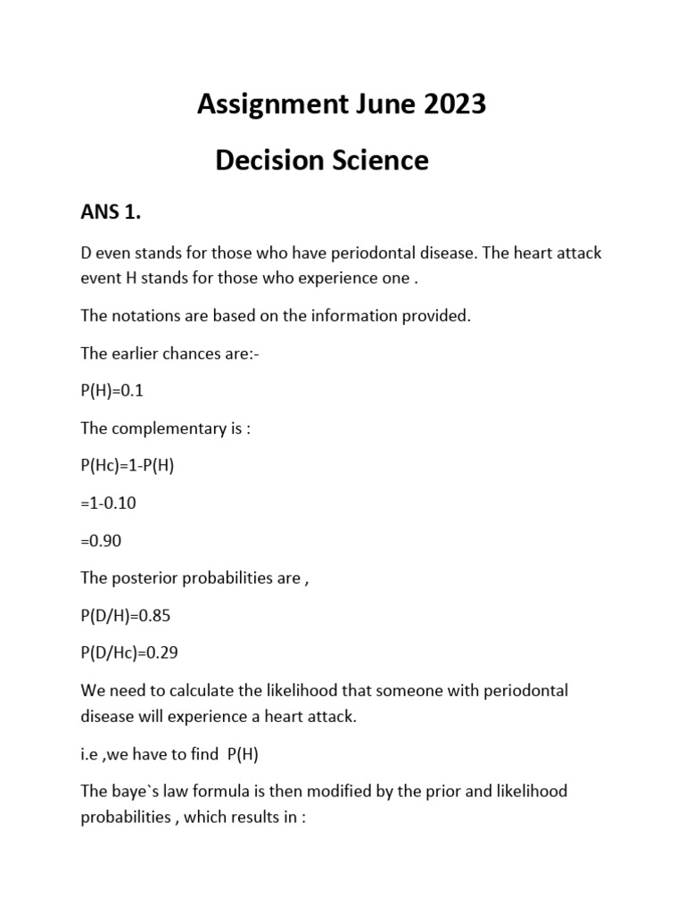 Assignment June 2023 DECISION SCIENCE | PDF