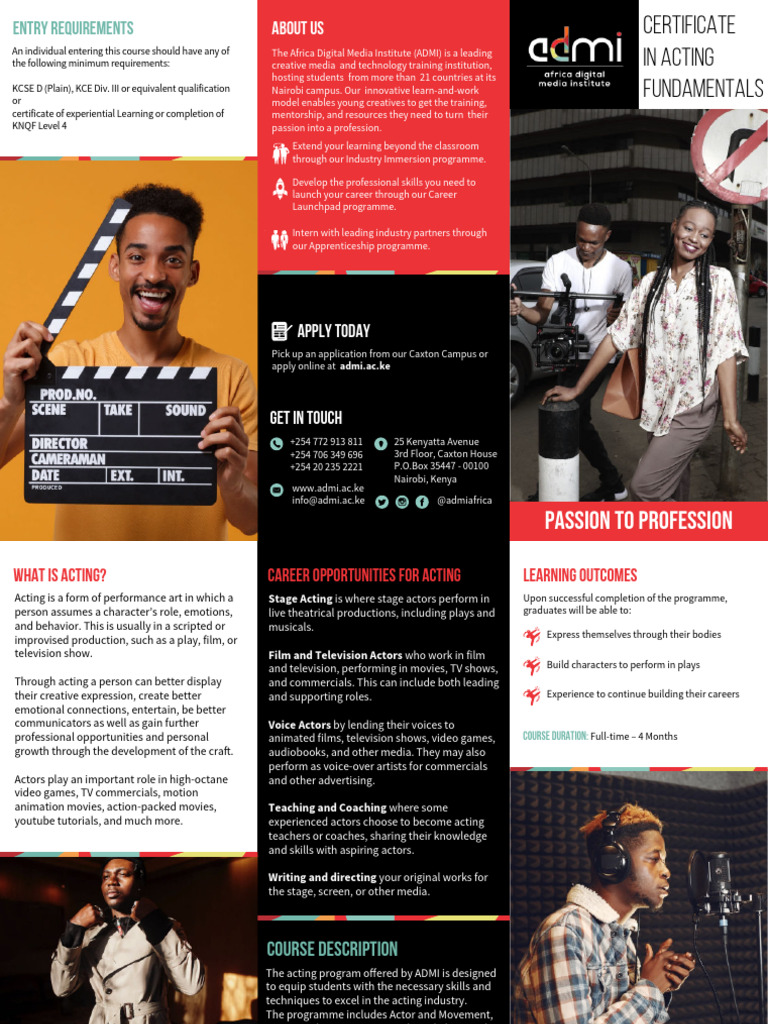 Acting Fundamentals Brochure Optimized | PDF | Voice Acting ...