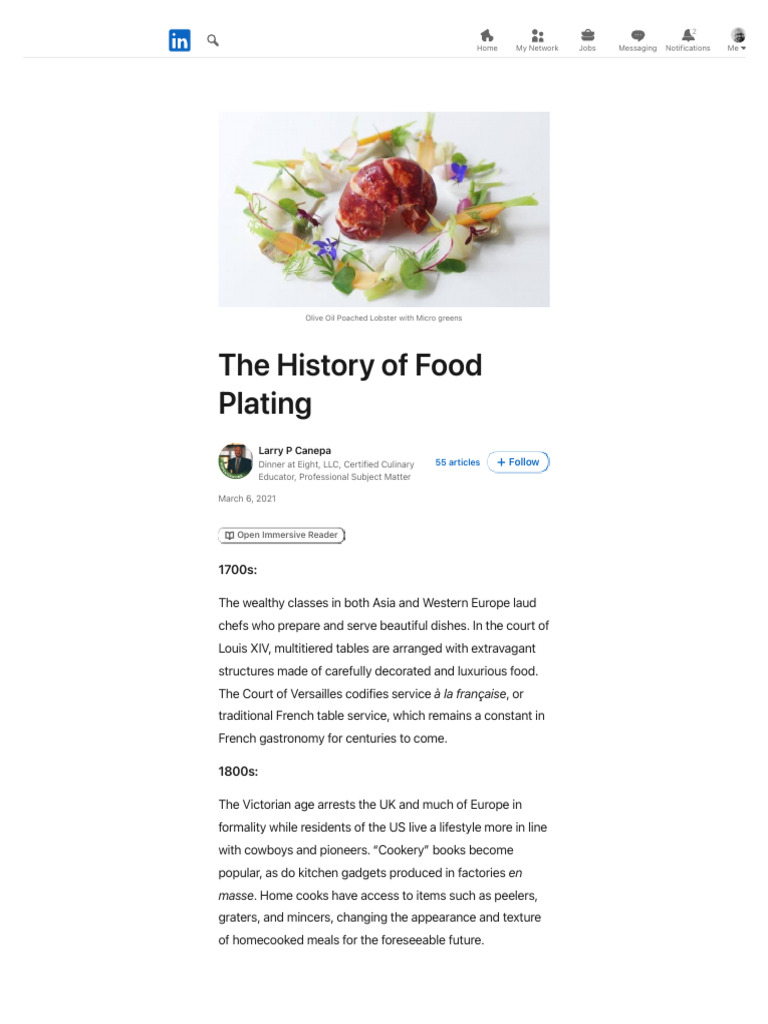 Evolution of Food Plating Techniques | PDF | Restaurants | Food And Drink
