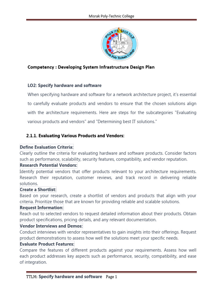 LO2 Specify Hardware and Software | PDF | Computer Network | Security