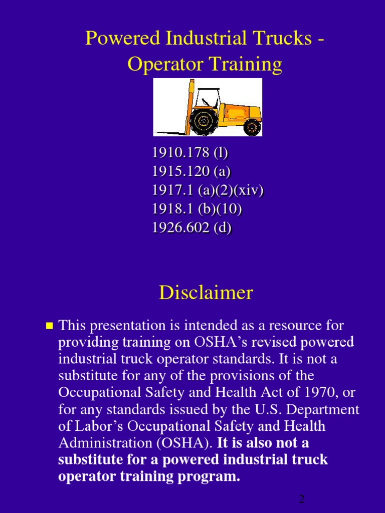 OSHA Powered Industrial Truck Training | PDF | Forklift | Truck