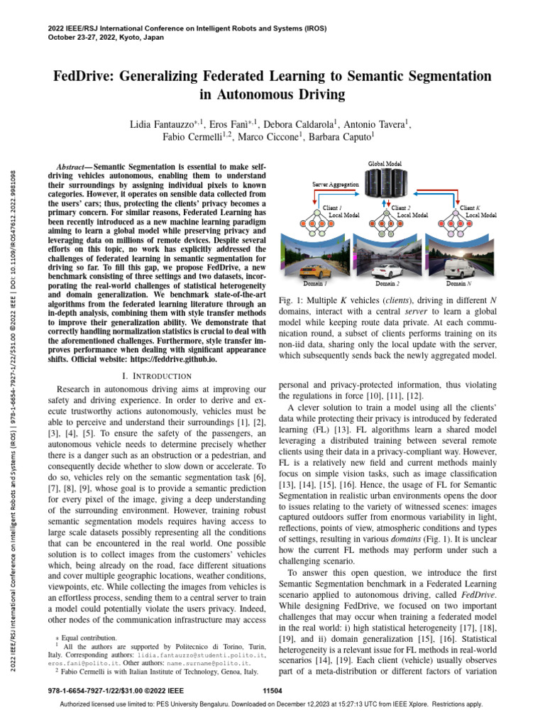 Feddrive Generalizing Federated Learning To Semantic Segmentation In Autonomous Driving