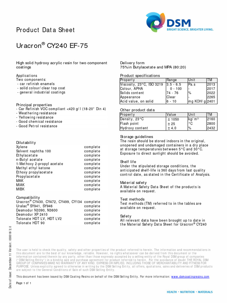 Uracron CY240 EF-75 - TDS | PDF