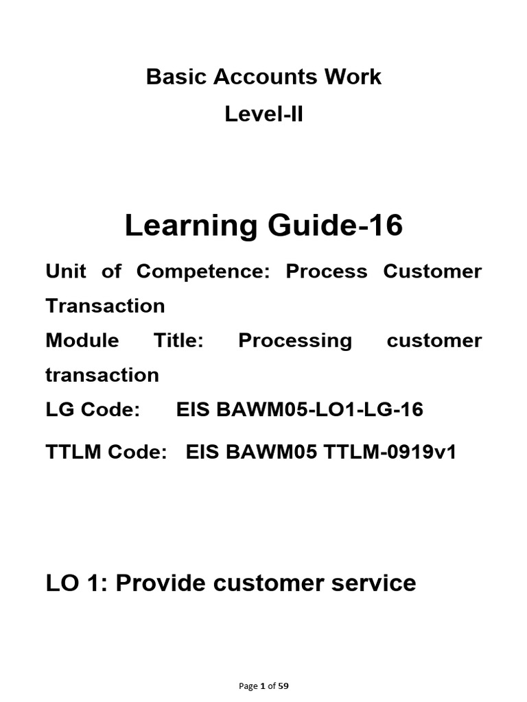 M # 2 Process Customer Transaction Learning | PDF