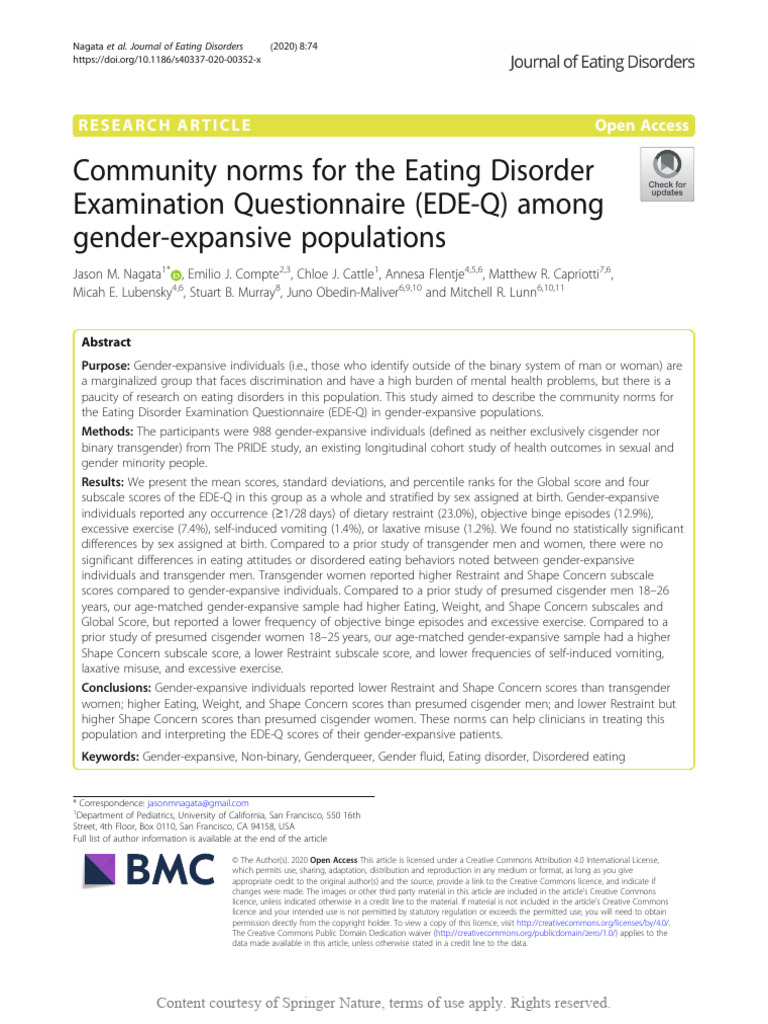 Nagata, Compte, Cattle Et Al., 2020 Community Norms For The Eating ...