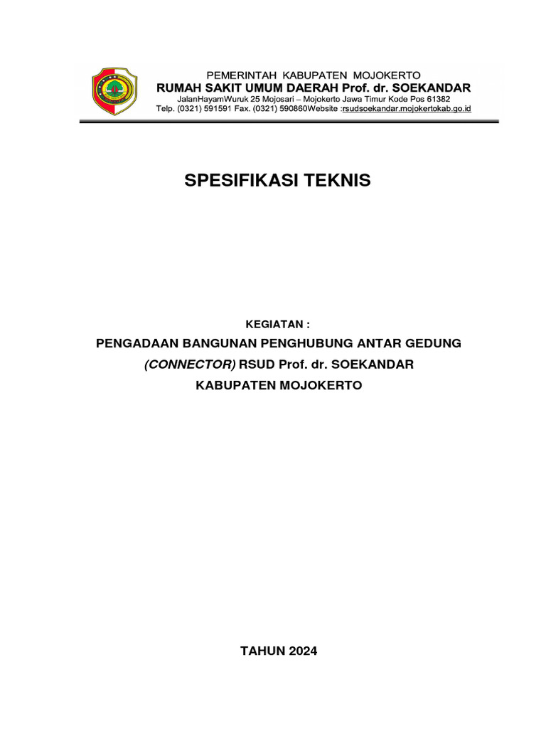 SPESIFIKASI TEKNIK CONNECTOR RSUD Prof. Dr. SOEKANDAR Rev | PDF | Griya & Taman | Teknologi ...