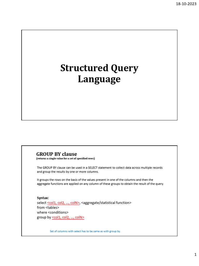 Grouping Records, Joins in SQL | Download Free PDF | Information Retrieval | Software Design