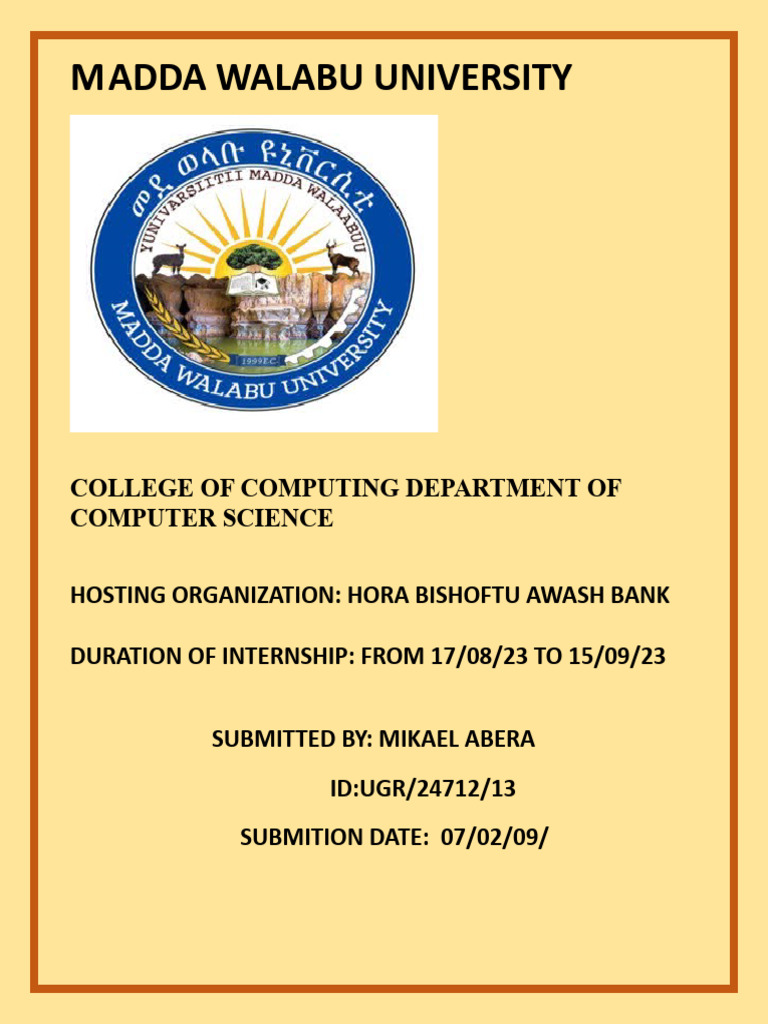 Internships-On-Awash Bank | PDF | Electrical Connector | Computer Network