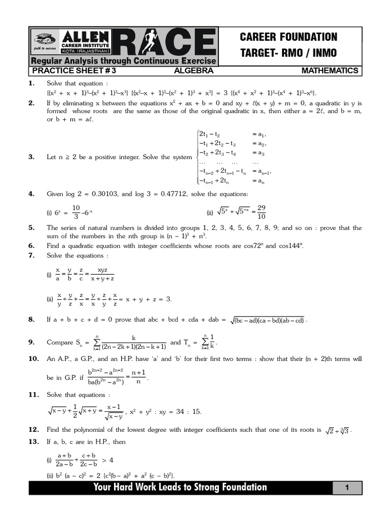 Algebra 3 | PDF | Equations | Algebra