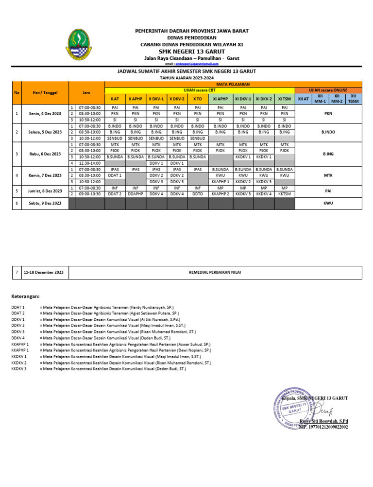 Jadwal Sas 2023-2024 | PDF