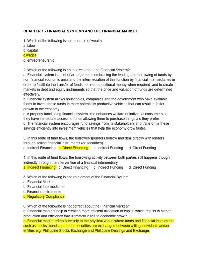 FinMar Reviewer - Multiple Choices | PDF | Financial Markets ...