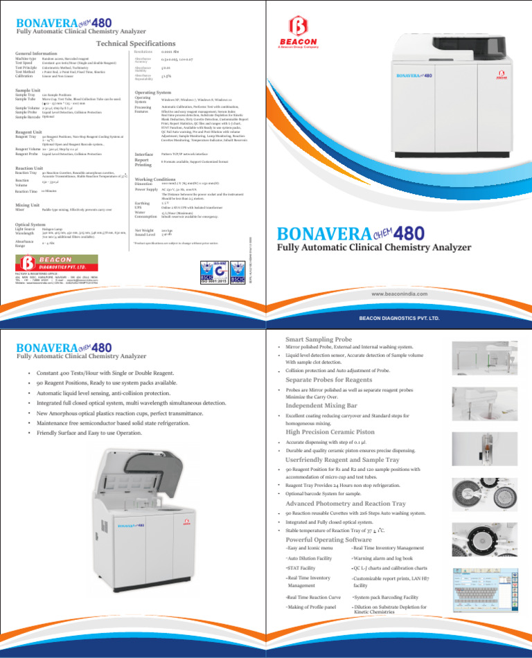 Bonavera 480: Fully Automatic Analyzer | PDF | Physical Sciences ...