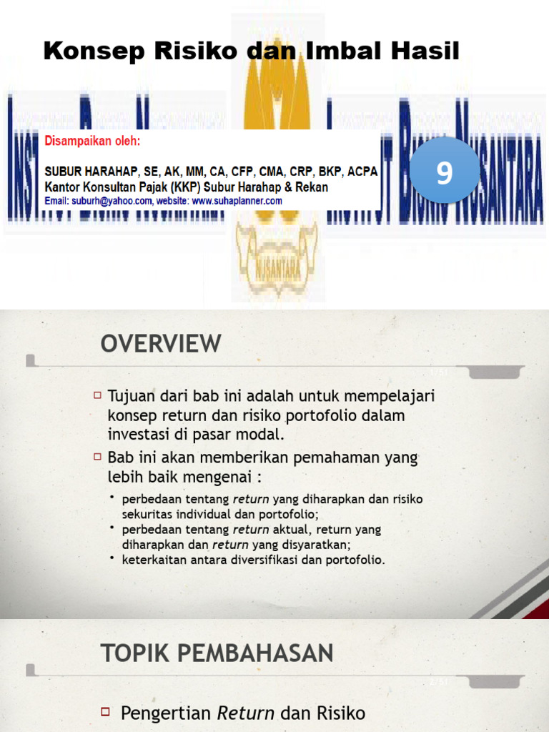 PAK - 09 - Konsep Risiko Dan Imbal Hasil | PDF