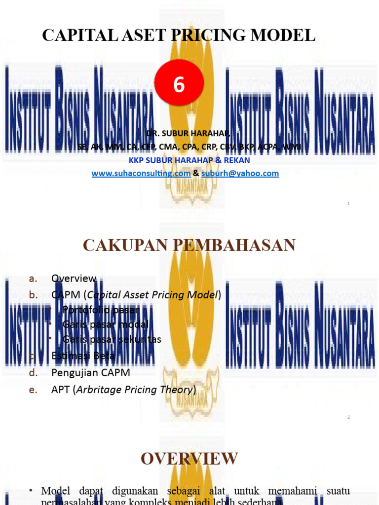 Teori Keuangan - 06 - Teori Model Harga Aset (CAPM) - 1 | PDF