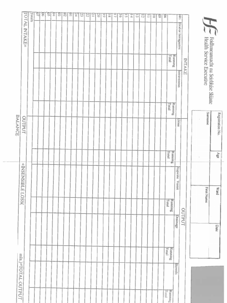Blank Fluid Balance Chart | PDF