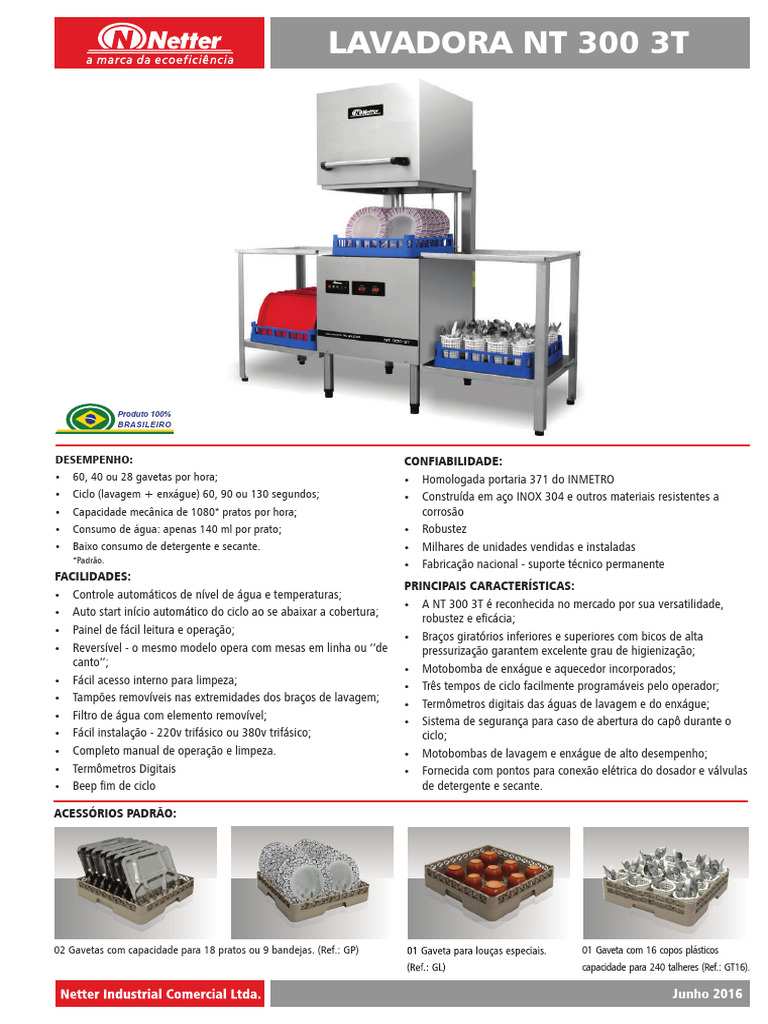 Lavadora Netter NT 300 3T: Especificações | PDF