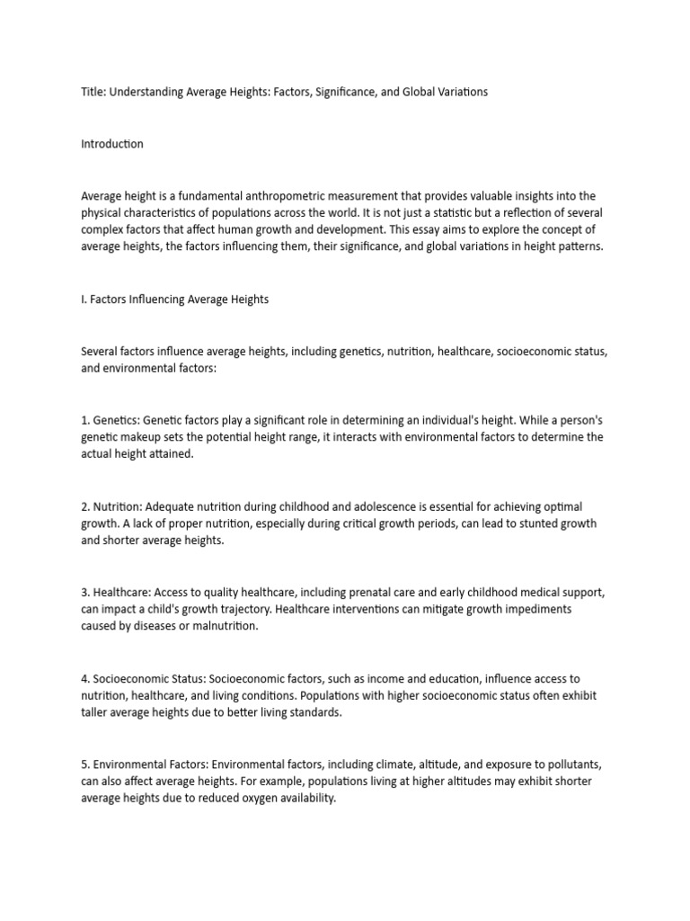 Understanding Average Heights | PDF | Health Care | Socioeconomic Status