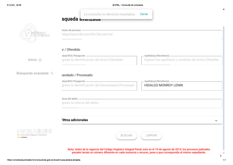 Consulta de Procesos EXPEL en Ecuador | PDF