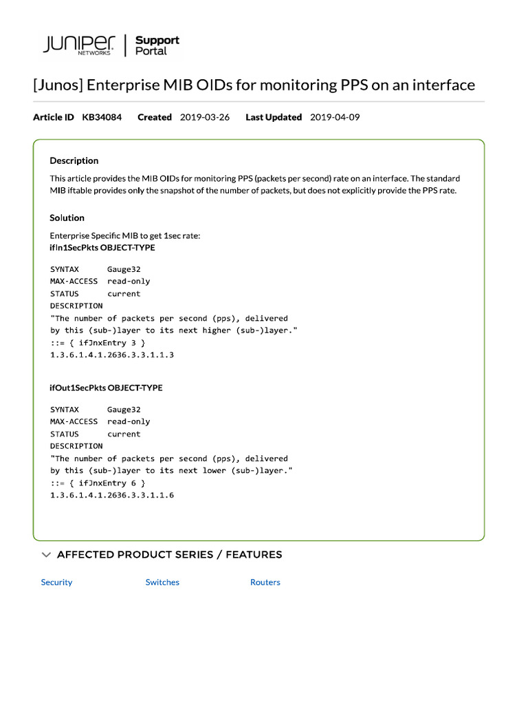 Enterprise MIB OID For Monitoring PPS | PDF