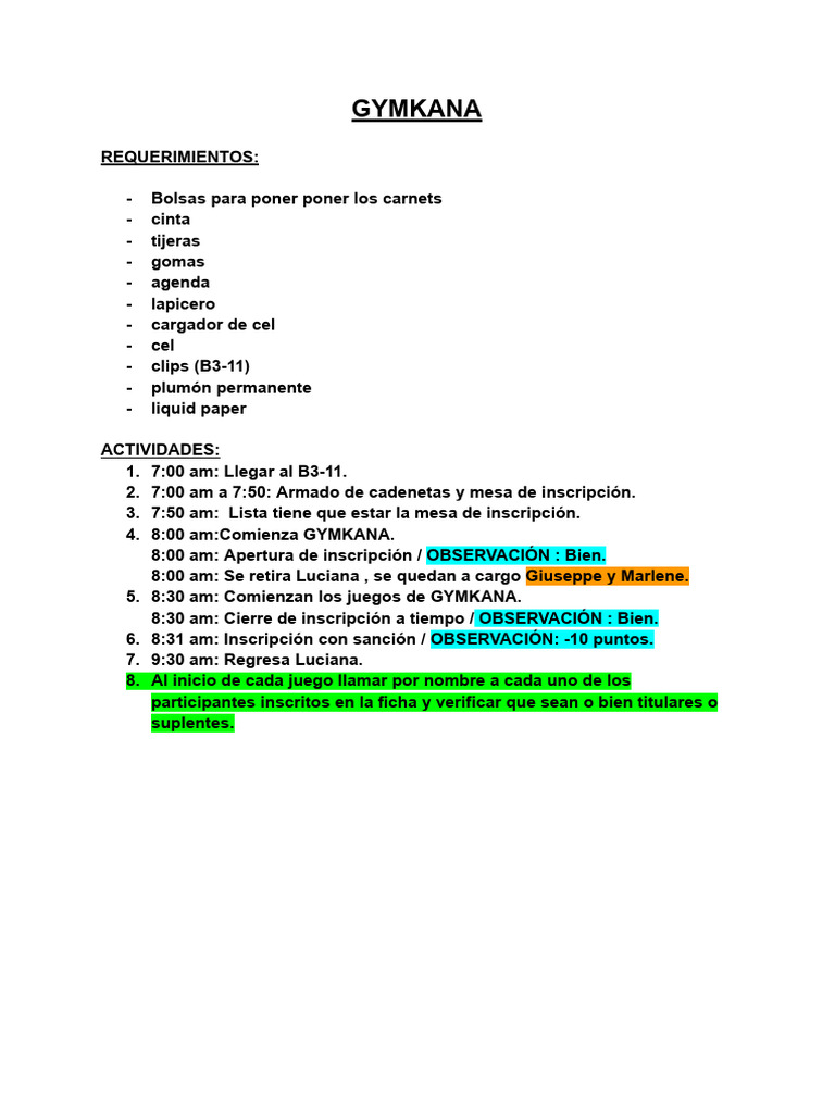 Guía para Organizar una Gymkana | PDF