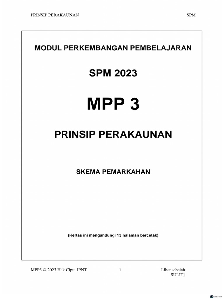 Skema Prinsip Perakaunan K1 K2 Terengganu 2023 | PDF