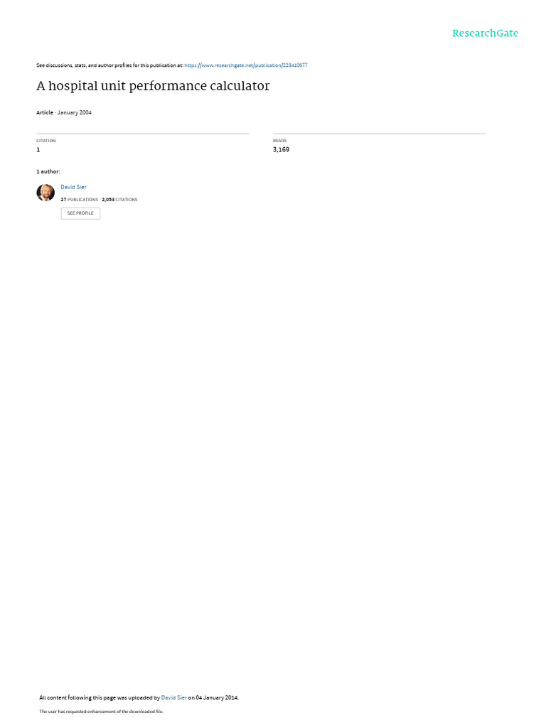 A Hospital Unit Performance Calculator | PDF | Confidence Interval | Variance