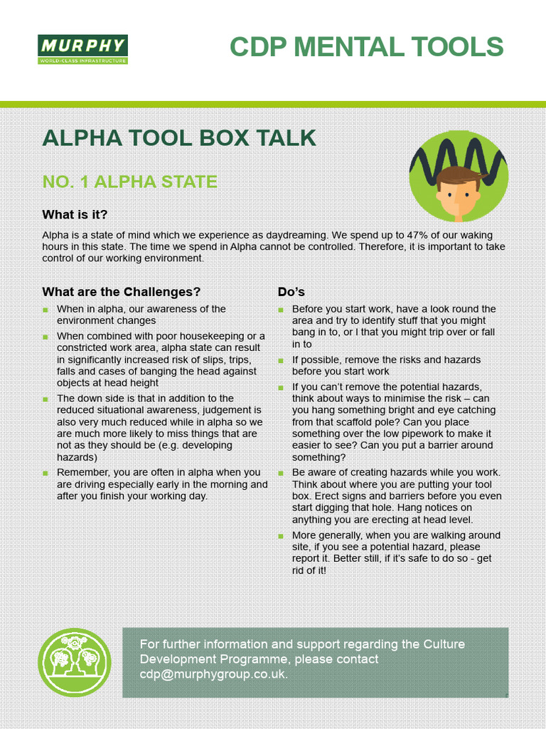 CDP Tool Box Talks | PDF | Habits | Risk