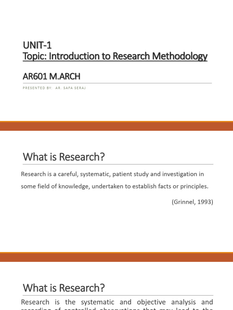 AR601 Unit-1 | Download Free PDF | Methodology | Qualitative Research