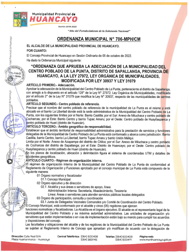 Ordenanza Municipal #706-MPH-CM PDF | PDF
