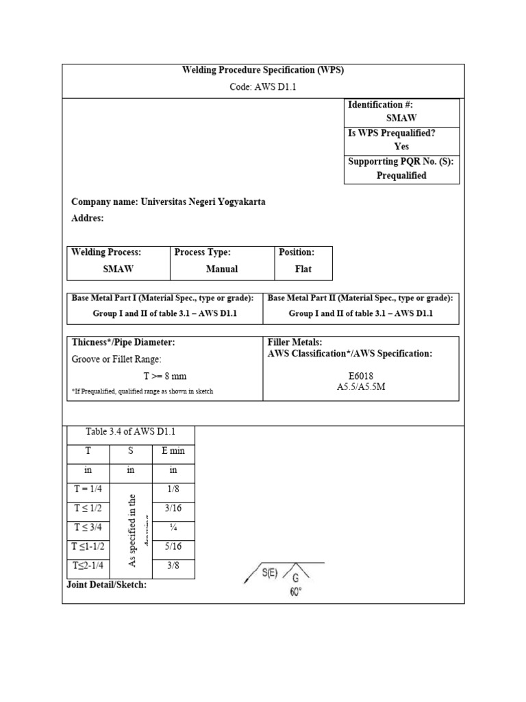 Welding Procedure Specification Presentasi | PDF | Construction | Welding