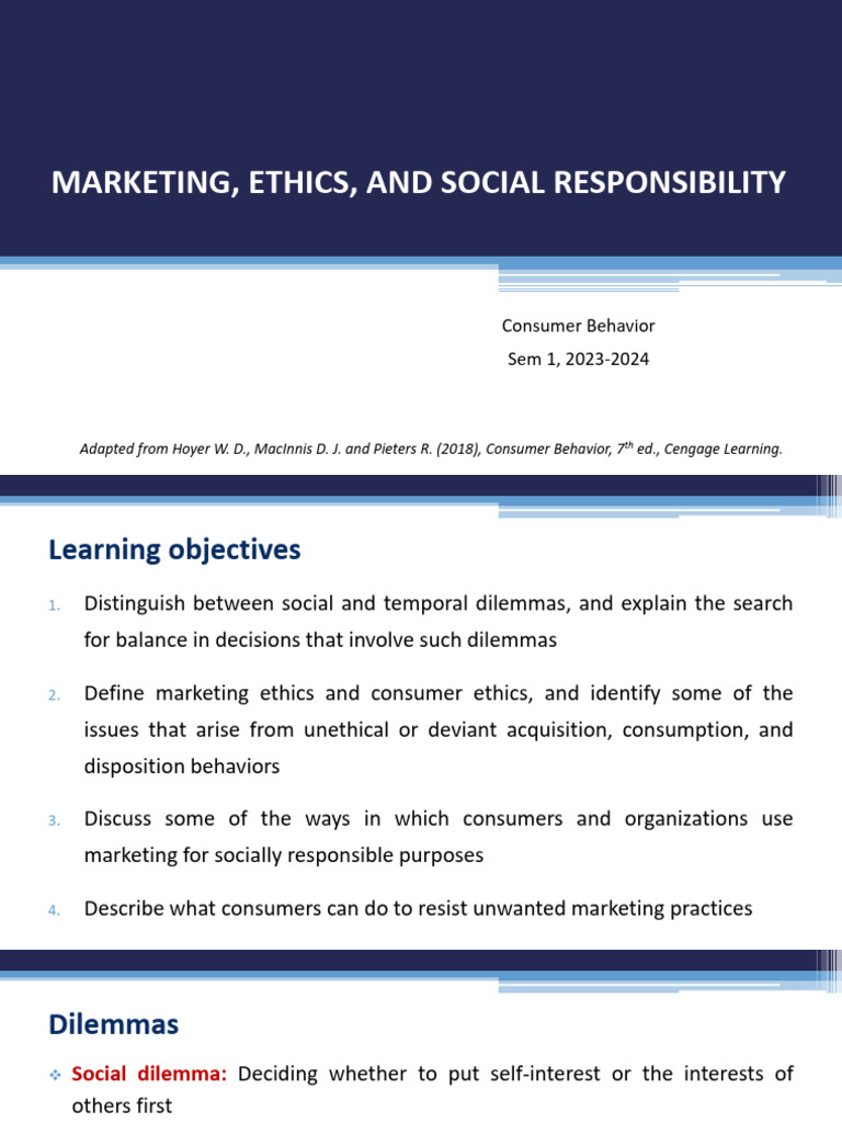 (CB) L9 - Marketing, Ethics, and Social Responsibility | PDF | Behavior ...