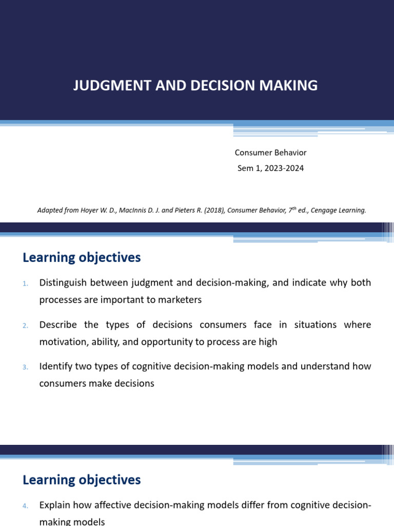 (CB) L6 - Judgment and Decision Making | PDF | Decision Making | Choice