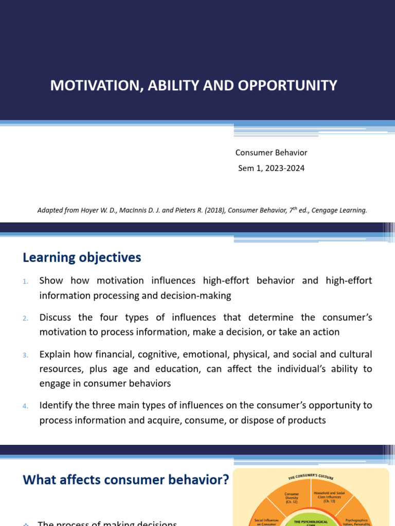 (CB) L2 - Motivation, Ability and Opportunity | PDF | Behavior ...