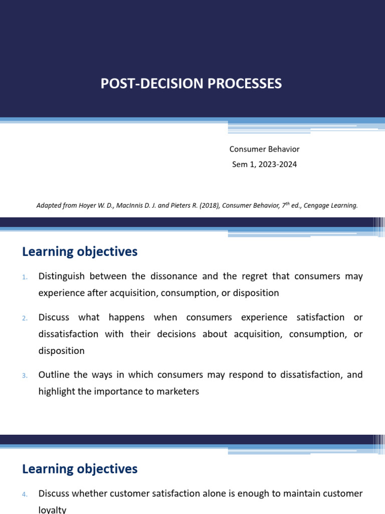 (CB) L7 - Post-Decision Processes | PDF | Customer Satisfaction ...
