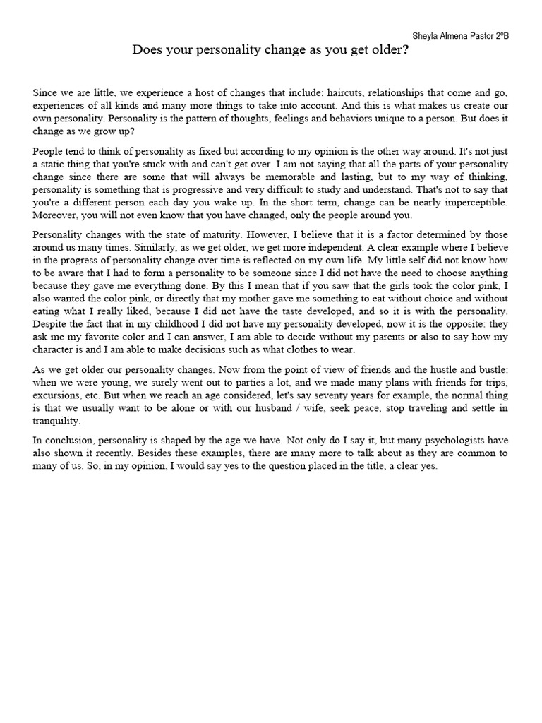 Does Your Personality Change As You Get Older | PDF | Cognitive ...