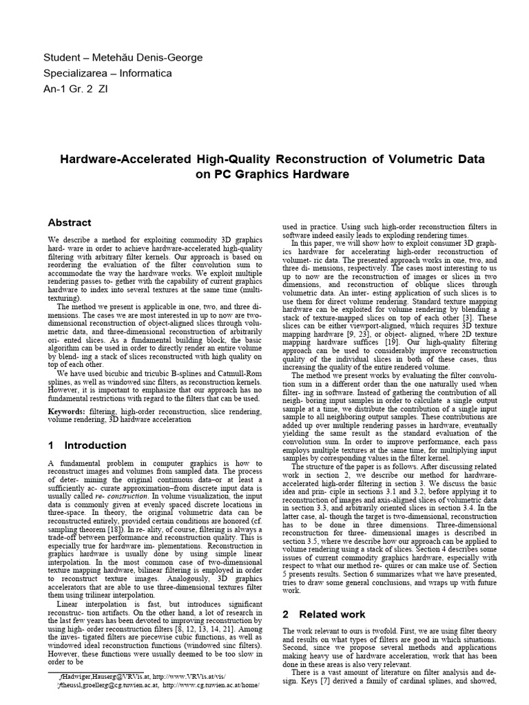 Hardware Accelerated High Quality Recons | PDF | Texture Mapping | Rendering (Computer Graphics)