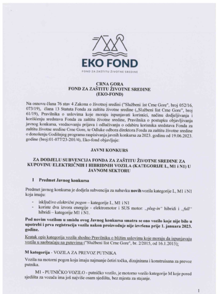 Javni Konkurs Za Električna I Hibridna Vozila - Javni Sektor Decembar 2023 | PDF