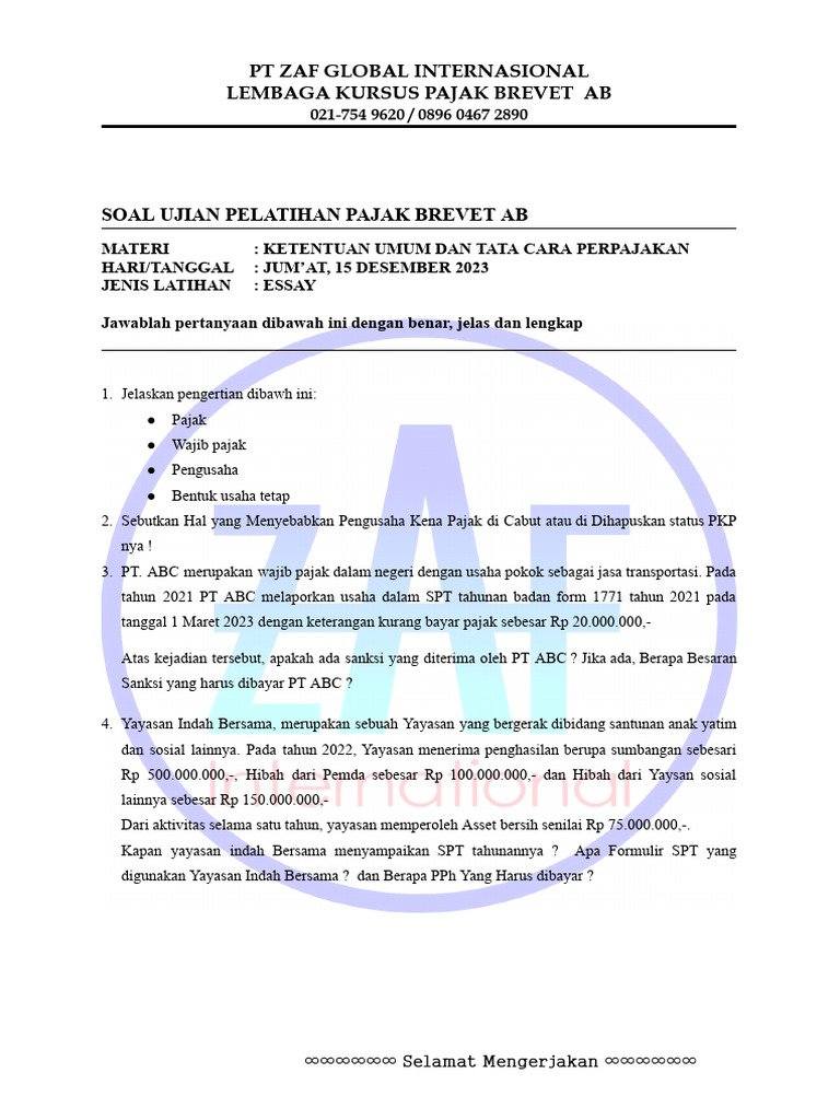 Ketentuan Umum Dan Tata Cara Perpajakan - Margareta Wijayanti | PDF