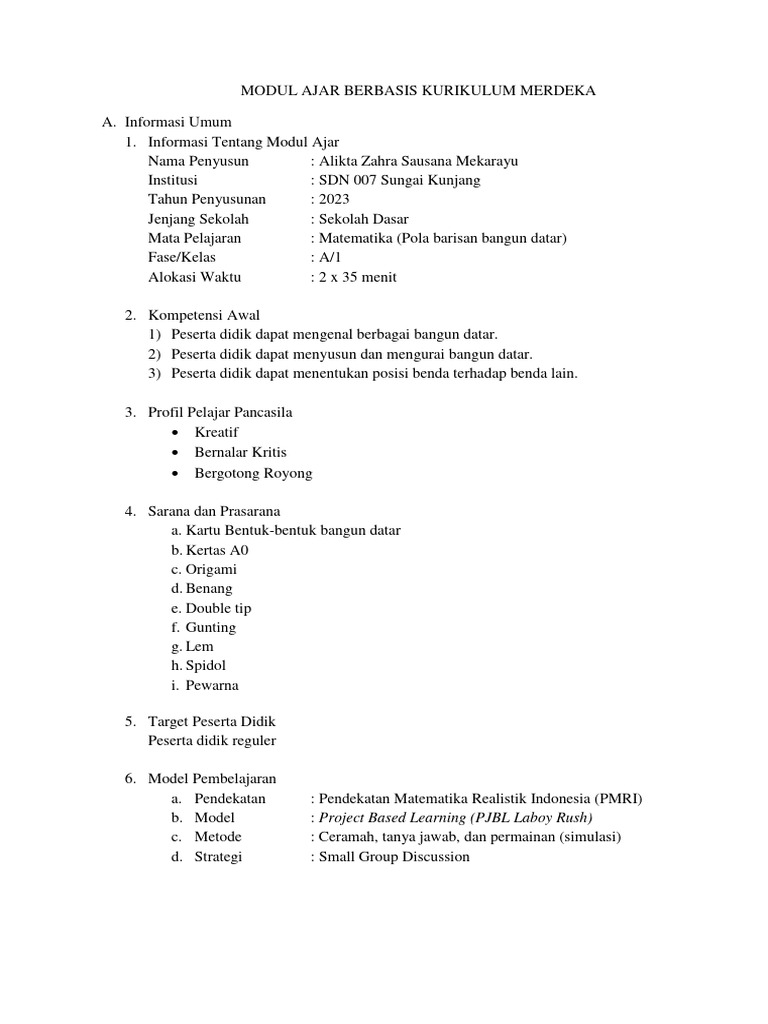 Modul Ajar Berbasis Kurikulum Merdeka | PDF | Karier & Perkembangan