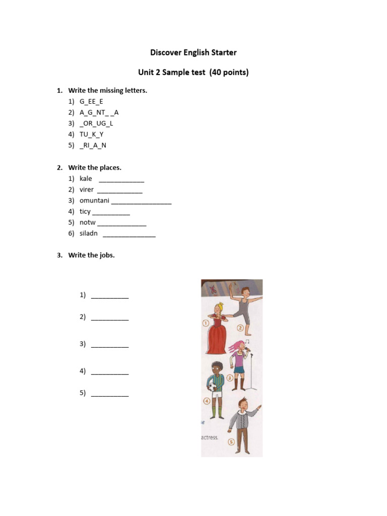 Discover English Starter Unit 2 Test | PDF | Language Arts & Discipline