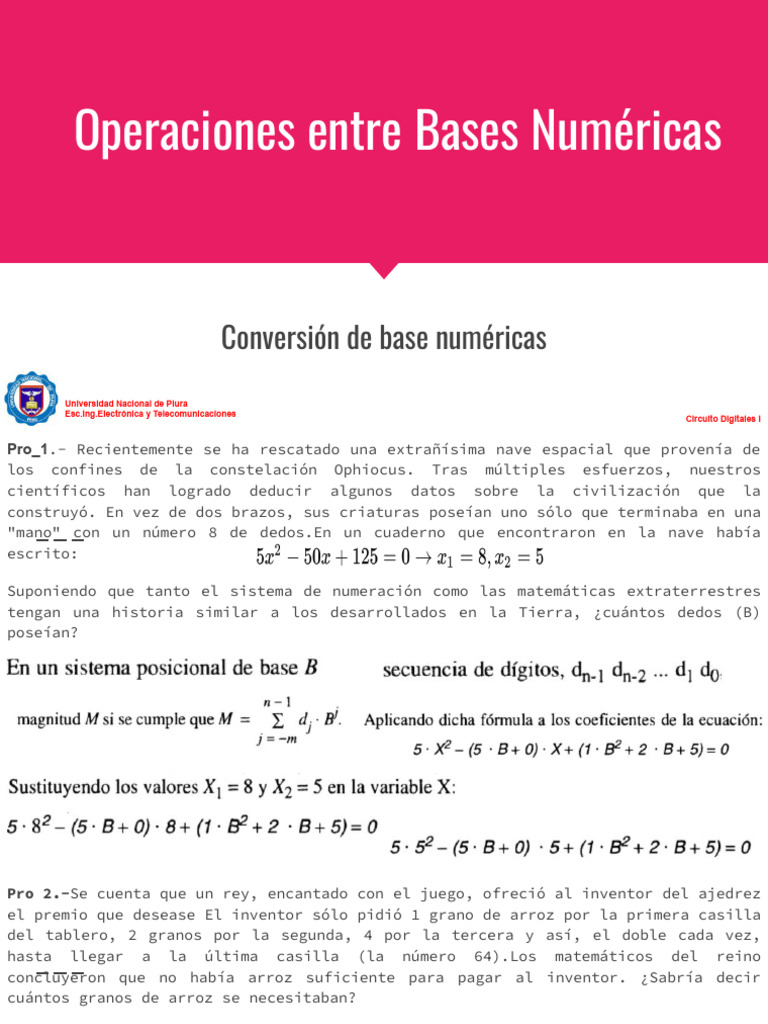Operaciones Entre Bases Numericas | PDF | Decimal codificado en binario ...