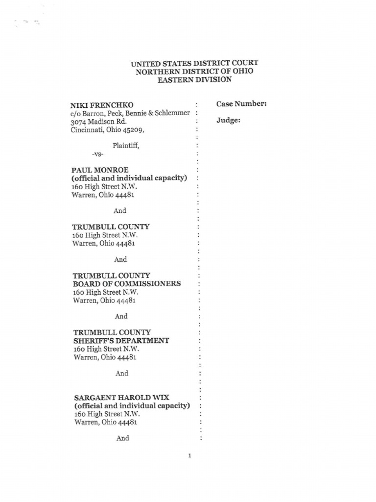 Niki Frenchko's Complaint Against Arrest | PDF | Legal Remedy | Damages