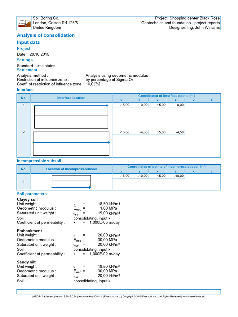 Geo5 Settlement Sample Report | PDF | Geotechnical Engineering ...