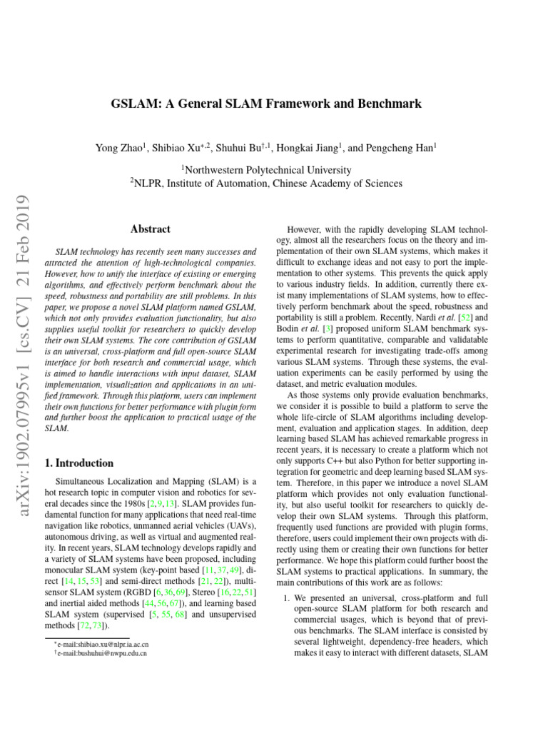 GSLAM - A General SLAM Framework and Benchmark | PDF | Parameter ...